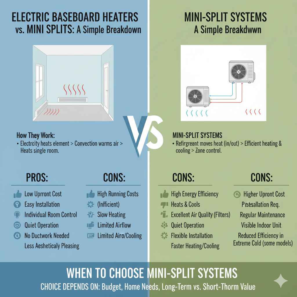 Electric Baseboard Heaters vs Mini Split: Essential Guide